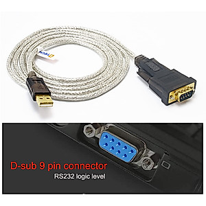 DTech Serial Cable to USB Adapter DB9 Male RS232 Port Supports Windows 11 10 8 7 Mac (6 Feet, PL2303)