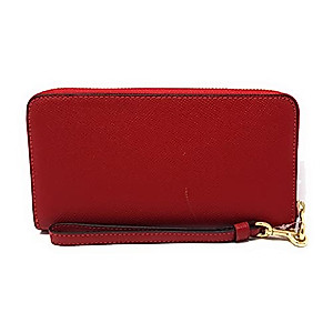 Coach Women's Long Zip Around Wallet (Crossgrain Leather, Gold - 1941 Red)