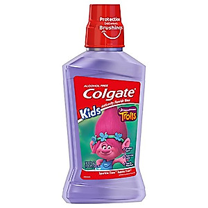 Colgate Kids Anticavity Mouthwash, Trolls, Bubble Fruit for Ages 6 and older - 500 mL, 16.9 fluid ounce (6 Pack)