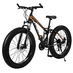 Fat Tire Mountain Bike, 26'' 21 Speed Outdoor Folding Snow Beach Hybrid MTB Racing Bikes for Adult Women Men, Comfort Complete Cruiser Bicycle, Foldable City Commuter Road Cycling (B), 94x88x38cm
