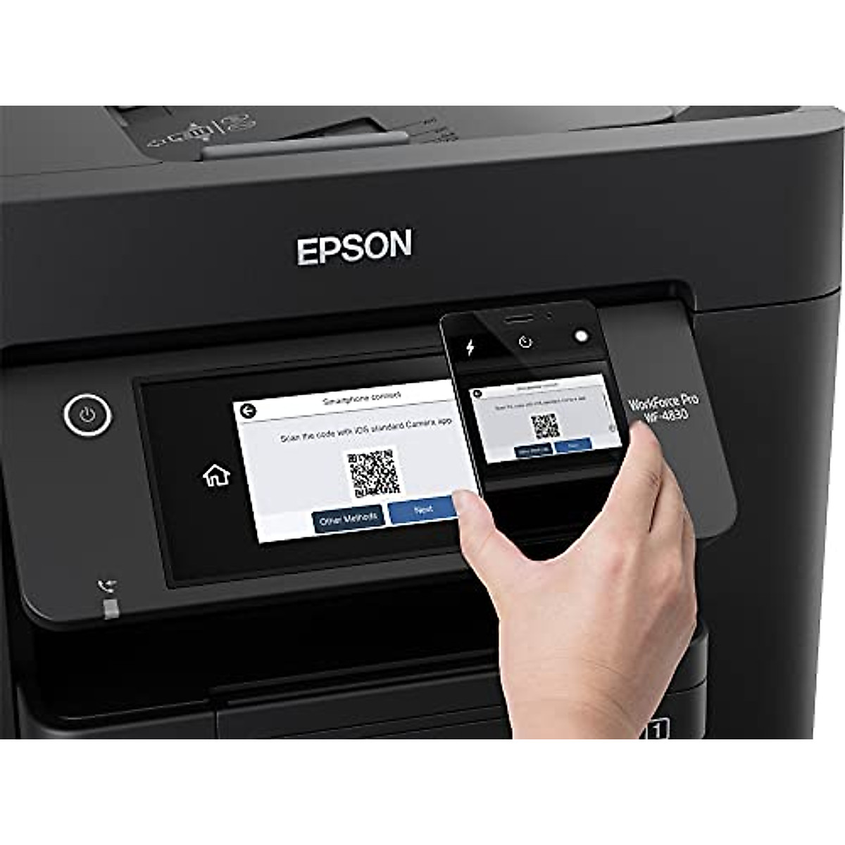 Epson Workforce Pro WF-4830 All-in-One Wireless Color Inkjet Printer - Print Scan Copy Fax - 4.3" Touchscreen Display, 25 ppm, 4800 x 2400 dpi, Auto 2-Sided Printing, 50-sheet ADF, 500-Sheet, Ethernet