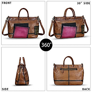 Genuine Leather Satchel for Women Leather Work Tote Bag Handbag Top Handle Bags Handmade Crossbody Handbag Purse (Brown)