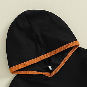 Hoanselay Toddler Baby Boy Color Block Sweatsuit Clothes Long Sleeve Hoodie Sweatshirt Top and Pants Fall Winter Outfit Set (Black striped, 18-24 Months)