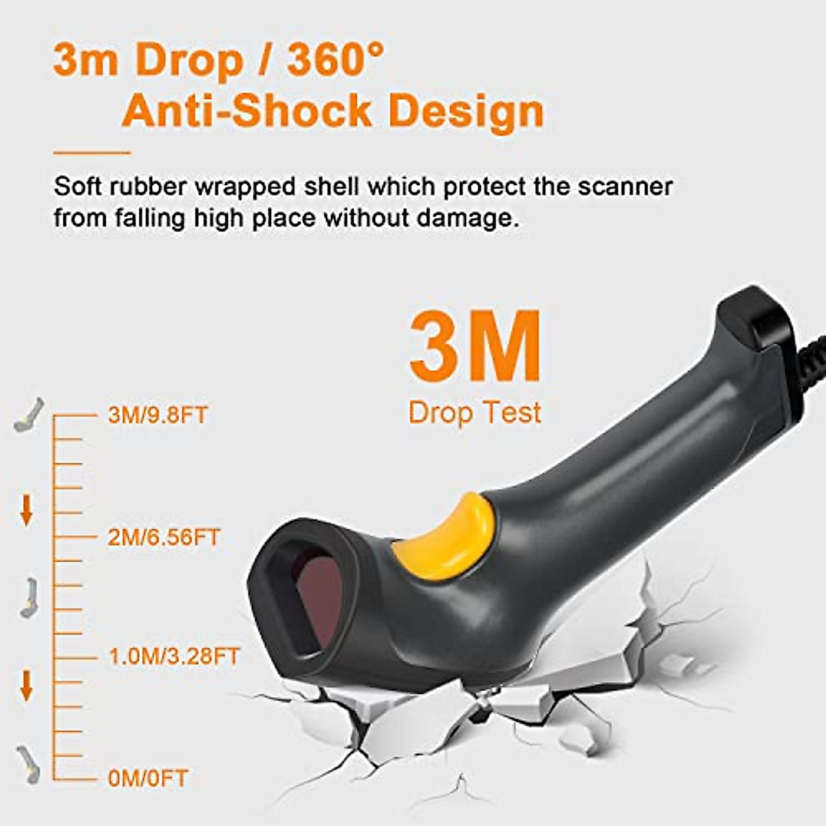 1D Laser Wired Barcode Scanners Readers, Wired Handheld Laser Barcode Scanner, Automatic 1D Bar Code Reader for Supermarket, Convenience Store, Warehouse