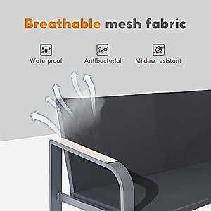 Lucky Yard Aluminum Outdoor Patio Furniture Sets,4 Pieces Metal Modern Patio Conversation Set with Cushions for Garden, Backyard Textilene Furniture Sets,Dark Grey