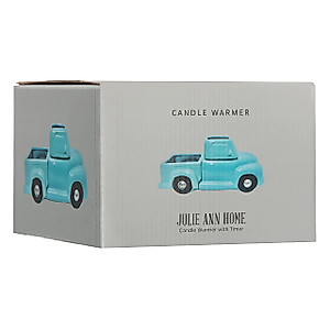 JULIE ANN HOME Ceramic Candle Wax Warmer, Vintage Blue Truck with Safety Timer | Automatic Plug in Fragrance Warmer for Scented Wax Melts, Cubes, Tarts | Retro Farmhouse Air Freshener Set