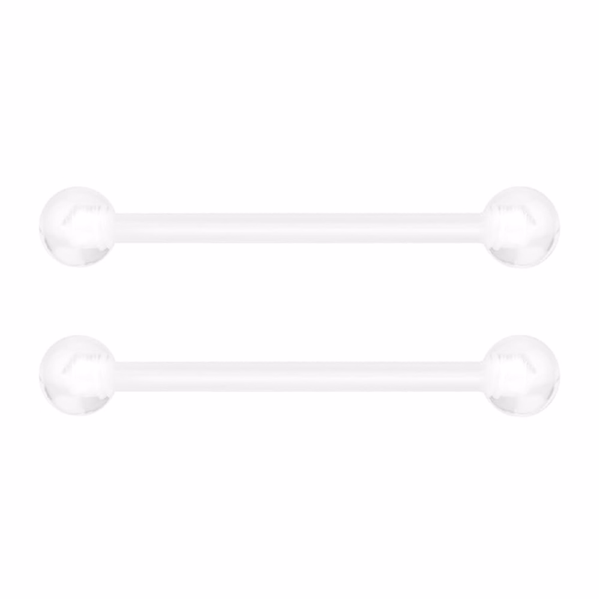 Forbidden Body Jewelry Clear Piercings, Clear Piercings for Work, 14G 19mm Hospital Grade PTFE Flexible Piercing Retainers for Pregnancy, MRI, Surgery & More (4mm Acrylic Balls), Sold as Pair