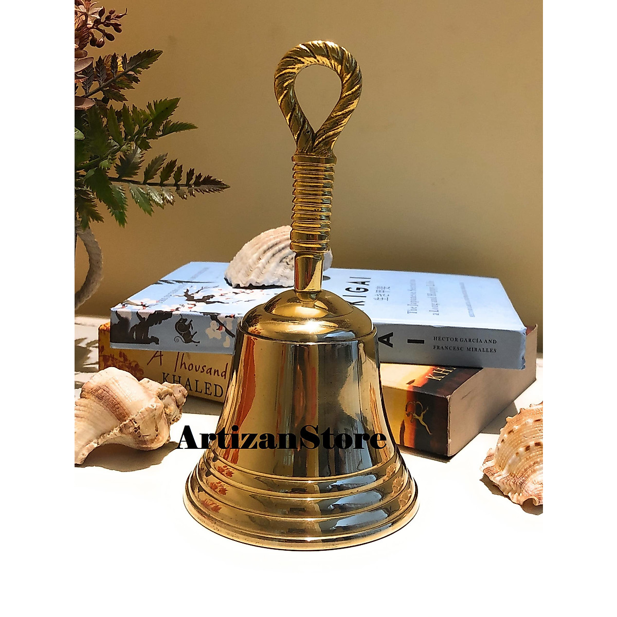 Nautical Brass Bell Handle 3.5 "-Nautical Brass Bells, 3" Nautical Bell Decoration Alarm, Ringing, Bell