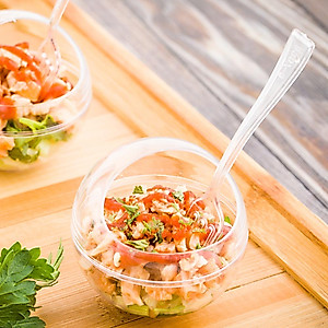 Restaurantware 3 Ounce Dessert Cups 10 Sphere Shaped Tasting Cups - 2-Piece Design Dome Lid With Opening Included Clear Plastic Appetizer Containers For Samples And Snacks Reprocessable