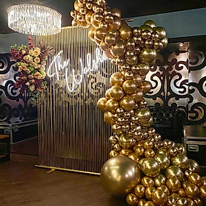 TRYNBOOB Gold Metallic Chrome Latex Balloon Arch Garland Kit, 101PCS 18In 12In 10In 5In for Engagement, Wedding, Birthday, Gold Theme Anniversary Celebration Decoration