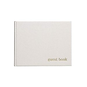 Pearhead Baby Shower Guest Book, Gender Neutral, Classic Neutral Guest Book for Weddings and Events, 100 Blank Pages, Ivory Linen with Gold Print
