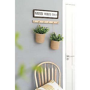 Dahey 2 Pack Wall Hanging Rope Basket with Artificial Eucalyptus Farmhouse Decor, Jute Woven Storage Organizer Flower Plants Basket Set Rustic Wall Decor for Porch Living Room Bedroom Entryway,Brown