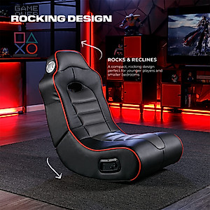 X Rocker Surge Video Gaming Floor Chair with Built-In Wireless Bluetooth Audio, Foldable, Padded Backrest, Faux Leather, 275 lbs Max, Black and Red