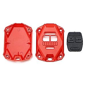 iJDMTOY Large/Big Red Plastic Key Remote Fob Enclosure Shell w/Black Keypads, Compatible with Jeep 2007-2017 Wrangler JK