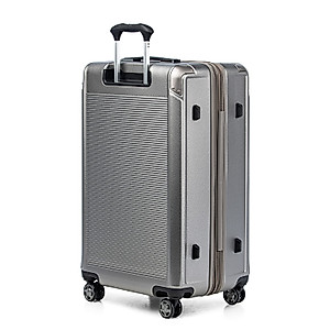 Travelpro Platinum Elite Hardside Expandable Checked Luggage, 8 Wheel Spinner, TSA Lock, Hard Shell Polycarbonate Suitcase, Metallic Sand, Checked Large 28-Inch
