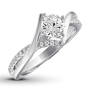 VOLVIROS Engagement Ring 1.0 CT Moissanite Engagement Rings for Women Platinum Plated Silver Size 4.5
