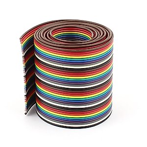 IIVVERR 1m 3.3ft 40 Pin Rainbow Color Flat Cable IDC Wire 1.27mm Pitch (1m 3.3ft 40 Pin Rainbow Color Flat Cable IDC 1.27mm Pitch