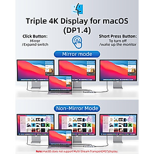 USB C Hub USB C Docking Station Dual Monitor 13 in 1 Triple Display Multiport Adapter with 2 HDMI+DP+8 USB C/A Ports+Ethernet+Audio, USB C Dongle for MacBook/Dell/HP/Lenovo ThinkPad/Surface