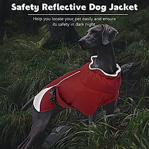 BRKURLEG Dog Jacket Winter Coat,Turtleneck Reflective Dog Cold Weather Coat with Fleece Lining,Waterproof Warm Padded Doggy Waistcoat,Adjustable Neck Chest Girth Dog Windbreaker Vest for All Breeds