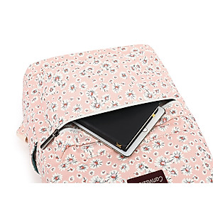 Canvaslove Pink Chrysanthemum Waterproof laptop backpack with Massage Cushion Straps and USB charging port for laptop up to 15 inch Men Women Outdoor Travel Backpack