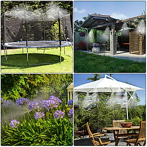 GMAULEE Misting Cooling System, DIY 33 FT(10M) Misting Line +10 Brass Mist Nozzles+ a Brass Connector(3/4'') Outdoor Mister System for Patio Waterpark Garden Trampoline Greenhouse