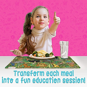 merka 4 Pack Kids Placemats for Dining Table, Placemat Plastic for Kid, Reusable Wipeable, Set of 4 Ocean Space Jungle Unicorns for Ages 2 and Up