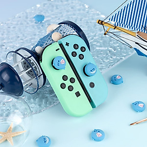 GeekShare Cute Silicone Joycon Thumb Grip Caps, Joystick Cover Compatible with Nintendo Switch/OLED/Switch Lite,4PCS - Little Shark