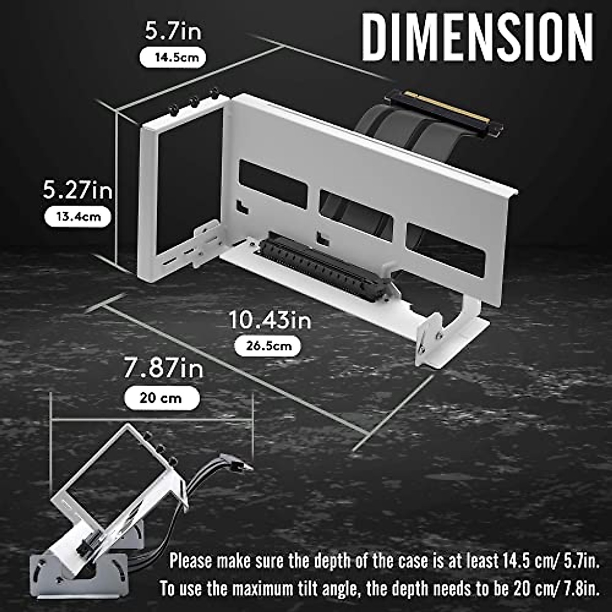 EZDIY-FAB PCIe 4.0 GPU Mount Bracket Graphic Card Holder Multi-Angle Adjustment, Video Card VGA Support Kit with PCIe 4.0 X16 Gen4 17cm/6.69in Riser Cable - Black