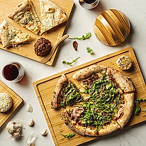 SMIRLY Wooden Cutting Boards for Kitchen - Bamboo Cutting Board Set, Chopping Board Set - Wood Cutting Board Set with Holder - First Apartment Kitchen Essentials, New Home Kitchen Accessories