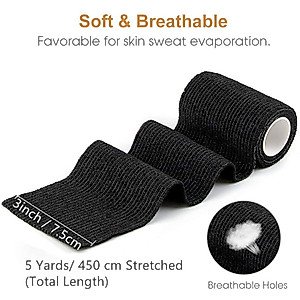 Self Adhesive Bandage Wrap Tattoo Grip Tape 2 inch x 5 Yards Cohesive Bandage Wrap Medical Wrap for Sports & First Aid, Elastic Self Sticking Bandage Tape Vet Wrap for Dogs（6PC