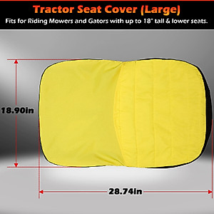 Upgrade Large Seat Cover LP92334, Riding Lawn Mower Cushioned Waterproof Seat Cover up to 18" High Perfectly Fits for John Deere Mower & Gator Seats, Comes with Convenient Storage Pouch