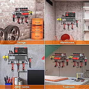 Power Tool Organizer, Metal Wall-Mounted Drill Holder, Storage Rack for Cordless Drill, Tool Organizers and Storage, Heavy Duty & Removable Design