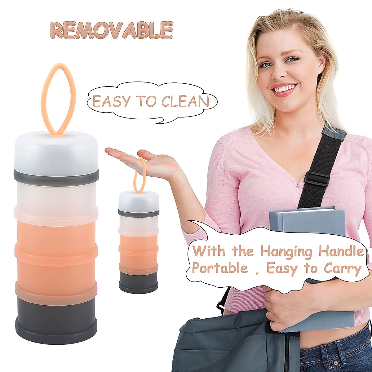 Accmor 2 Pack Baby Formula Dispenser On The Go, Stackable Formula Dispenser Formula Container to Go, Non-Spill Portable Milk Powder Kids Snack Storage Container, BPA Free