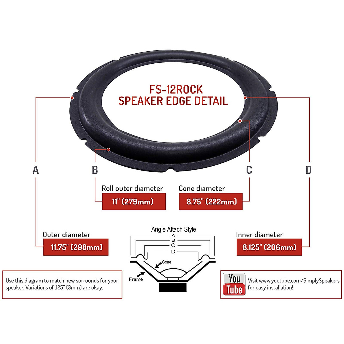 Rockford Fosgate 12 Inch Foam Speaker Repair Kit FSK-12 Rockford (Pair)