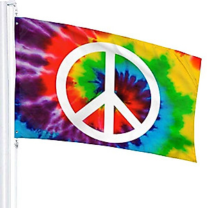 BAIFUMEN Salomao Peace Sign Tie-Dye Flag 3x5 Ft Outdoor Garden Decor Porch Lightweight Flag - Uv Fade Resistant