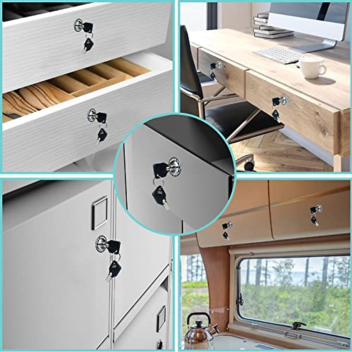 3 Pack Tubular Cam Locks Tubular Keyway (Keyed Aliked) Slam Lock for Cabinet Drawer