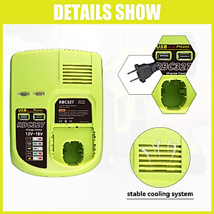 VANON Upgrade to 18V 6.5Ah P108 Battery + P117 Fast Charger Dual Chemistry IntelliPort Replacement for Ryobi 18Volt Battery and Charger Lithium ion Batería Combo Pack