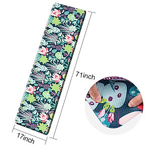 QiyI Floor Comfort Mat 1 Piece Green Succulent Kitchen Rug Waterproof Laundry Standing Runner Non Skid Washable Doormat Anti Fatigue Foam Cushioned Sink Rug 17" W x 71" L - Multicolor Cactus Flowers