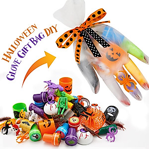 MOREDOTS Halloween Party Favors - 24 Pack (266PCS) Gloves Stuffed Toys Bulk, Non-Candy Halloween Treat Bag Fillers, for School Classroom Kids Toddlers Boys Girls Prizes Party Supplies