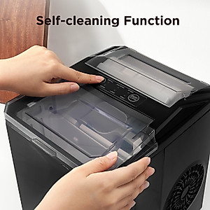 BEBISUNY Countertop Ice Maker, 9 Cubes Ready in 6 Mins, 12KG in 24Hrs, Self-Cleaning Ice Machine with Ice Scoop and Basket, 2 Sizes of Bullet Ice for Home Kitchen Office Bar Party, Black