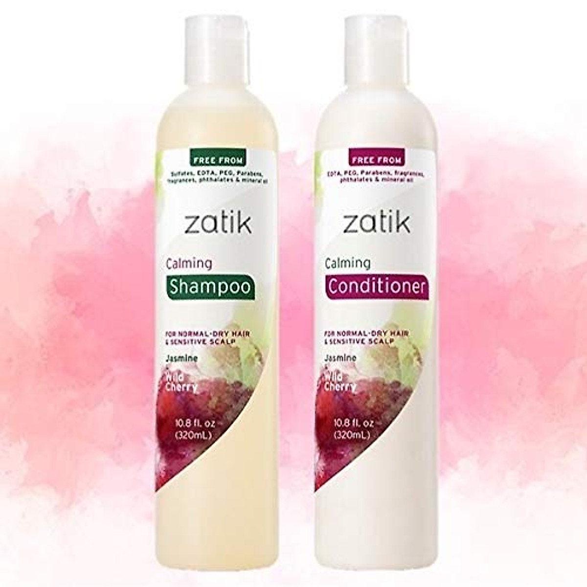 Zatik Naturals - Calming Conditioner with Jasmine and Wild Cherry for Dandruff - Vegan Biodegradable, pH Balanced, FREE FROM EDTA, PEG, Parabens, fragrances, phthalates & mineral oil, 10.8 oz.