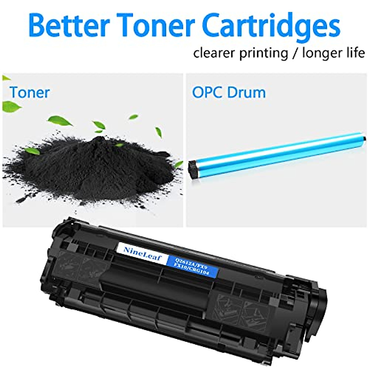 NineLeaf Compatible Toner Cartridge Replacement for Canon 104 CRG104 FX-9 FX-10 to use with D420 D480 MF4150 MF4350D MF4270 MF4380dn Printer(2 Black)