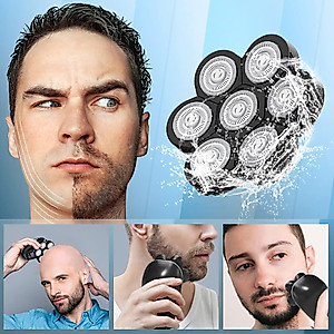Shaver Blade Heads, LIGHWODE 7D Universal Head Shaver Replacement Blades Electric Razor Replacement Head Waterproof Wet & Dry Easy Install for Head and Face Compatible with Most Shavers