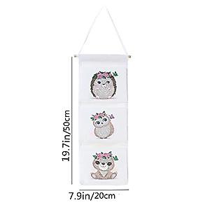 ZSNUOK 2PCS DIY 5D Diamond Painting Storage Bag Kits, Linen Fabric Storage Hanging Bag Door Wardrobe Bedroom Organizer 19 X 7 in