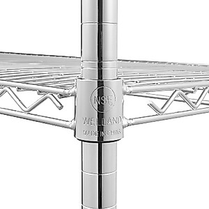 Duitrc Wire Shelving Unit Adjustable Steel Wire Rack Chrome, Heavy Duty Storage Shelving Unit On,Floor Standing Storage Rack Metal Organizer Wire Rack,for Garage Kitchen (Silver, Combination Shelf)