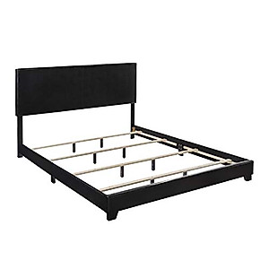 Crown Mark Erin Upholstered Panel Bed in Black, King