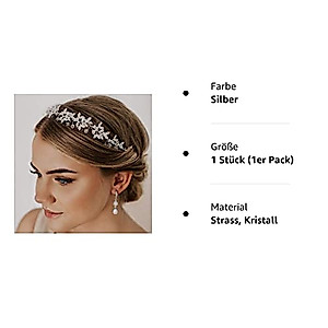 SWEETV Silver Rhinestone Wedding Headband Tiara Crystal Headpiece Bridal Hair Accessories for Bride Women
