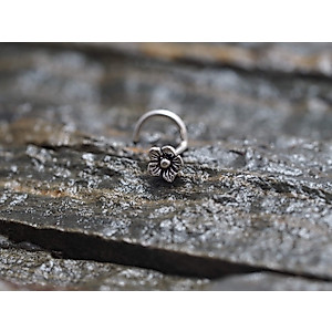 18,20 gauge Cherry Blossom Flower Nose Stud,Flower Nose Stud sterling silver/nose screw, Body Piercing Jewelry, Silver Nose ring (18g L Bend)