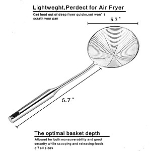 Xingmin Spider Strainer Skimmer Ladle Stainless Steel Aasian Metal Frying Basket With Long Handle Large Spoon Food Japanese Pasta Kitchen Oil Solid Professional Mesh Wire 5 Inch