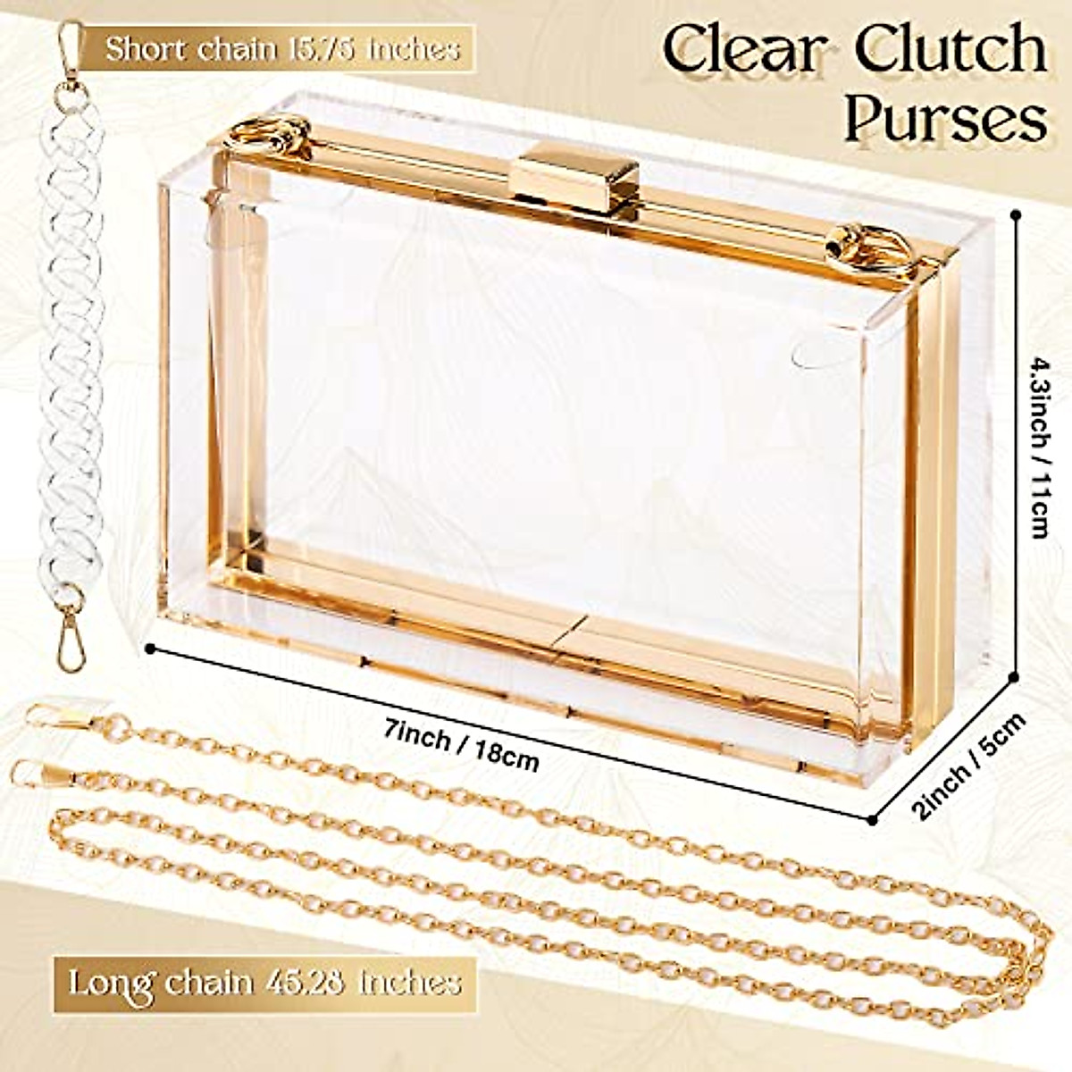 Jadive 4 Pcs Women Acrylic Purse Clear Clutch Bag Evening Purses Clutch for Wedding Vintage Banquet Handbag Earrings Necklace Bracelet Jewelry Set